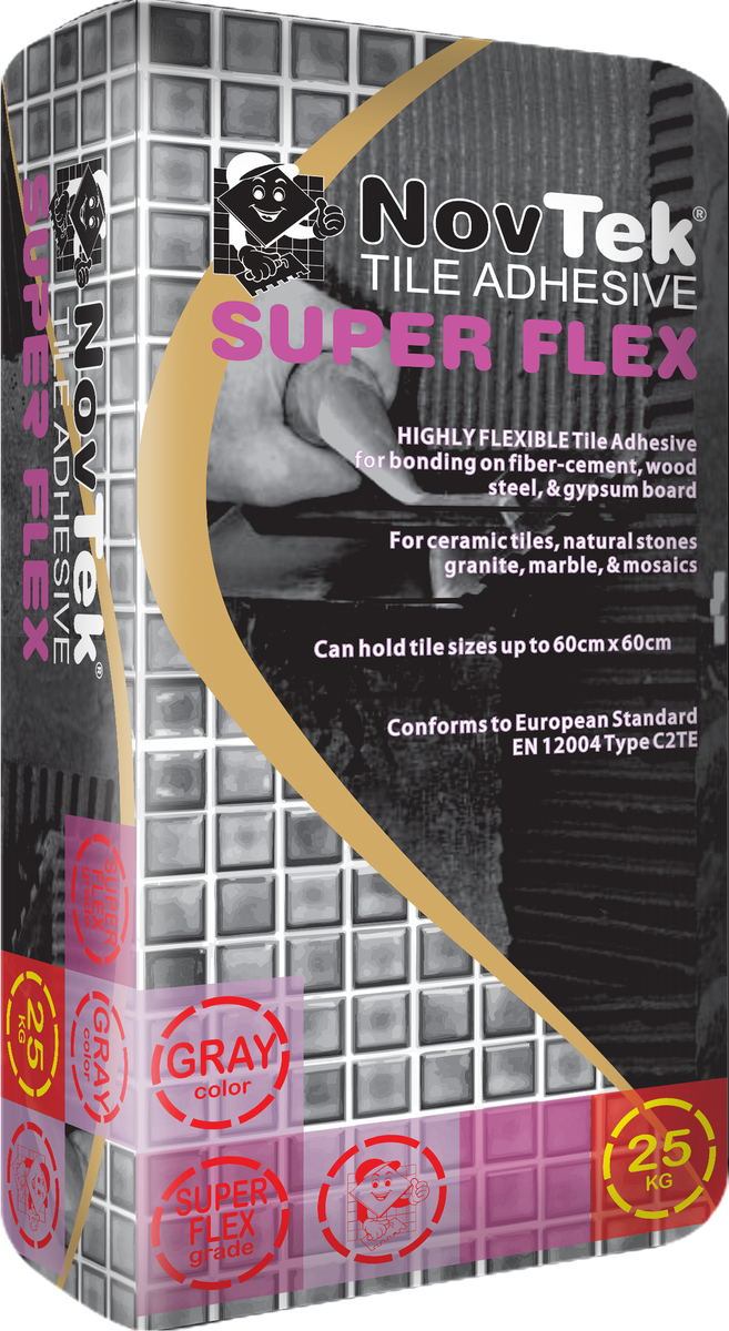 25 KG NOVTEK TILE ADHESIVE SUPER FLEX WHITE – Novtek